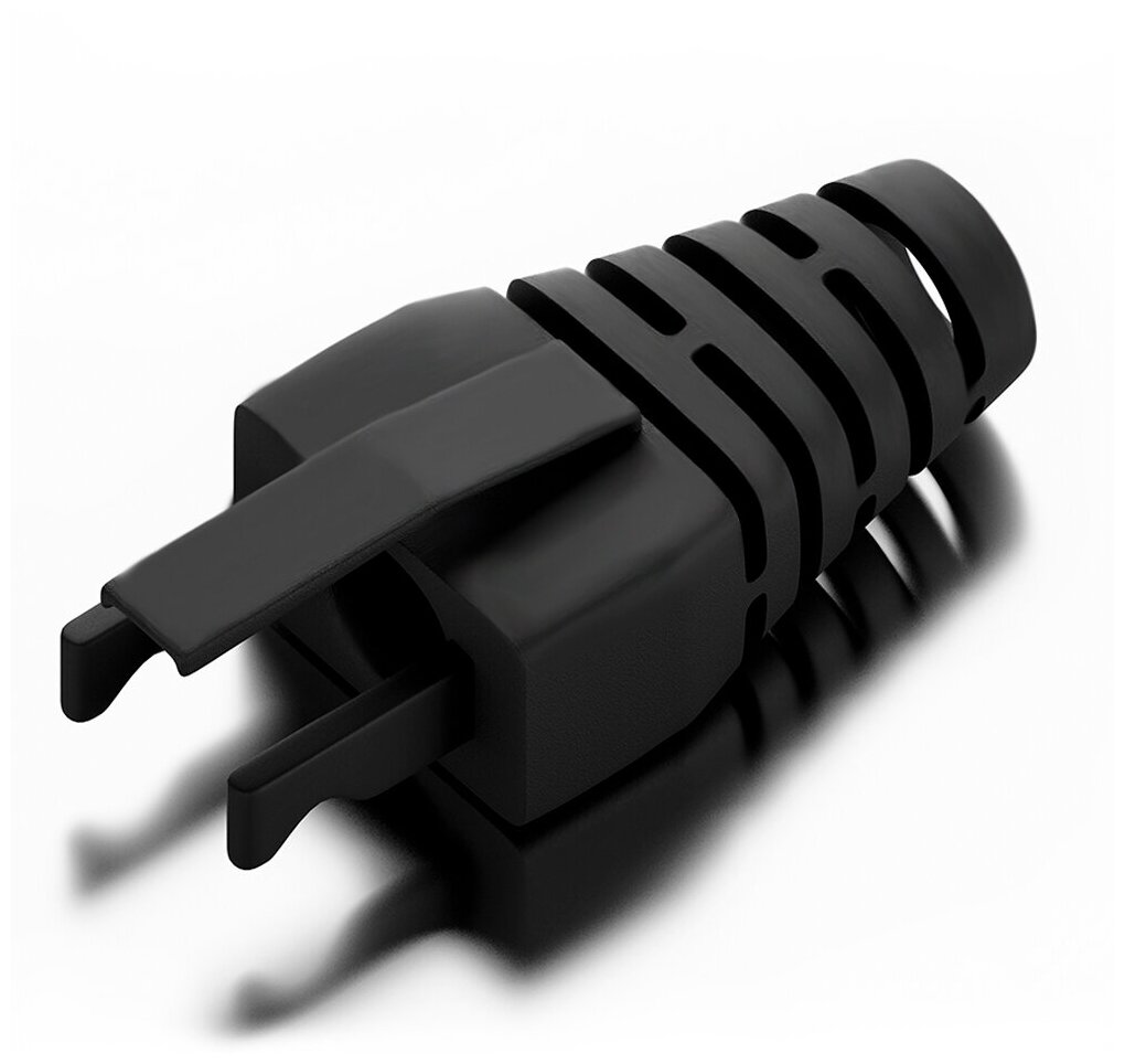 GCR Колпачок для коннектора 8p8c RJ-45 5кат изолирующий черный (100шт) диаметр кабеля: 5.0-5.5 мм