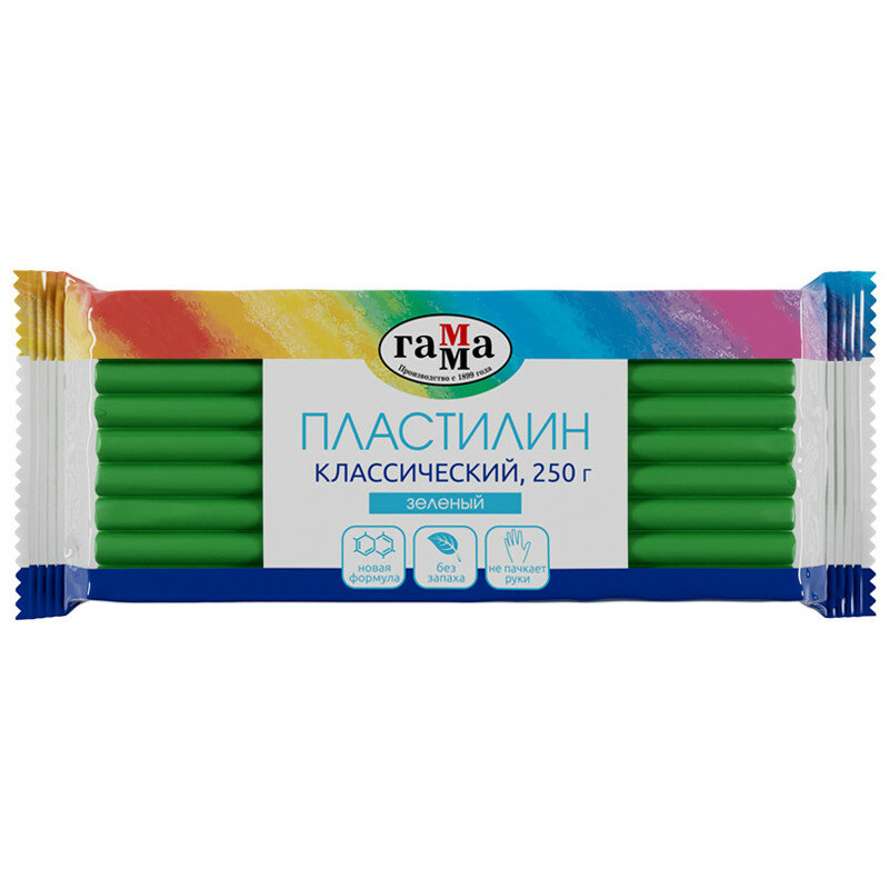 Пластилин Гамма "Классический", зеленый, 250г, 274071