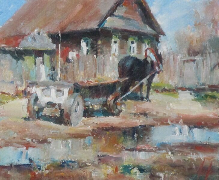 ART-Salon at Oktyabrskaya картина "Лошадка", 25х30 см, холст, масло, авторская работа;