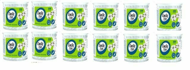 Emily style Палочки ватные, 200 шт/банка, 12 уп