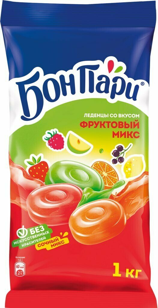 Карамель леденцовая БОН пари Фруктовый микс, 1кг