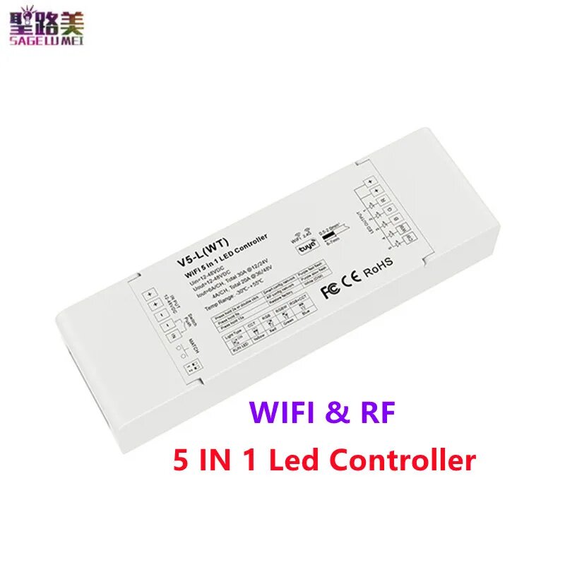 RGB-контроллер SAGE LU MEI DC12-48V 5 каналов V5-L(WT)