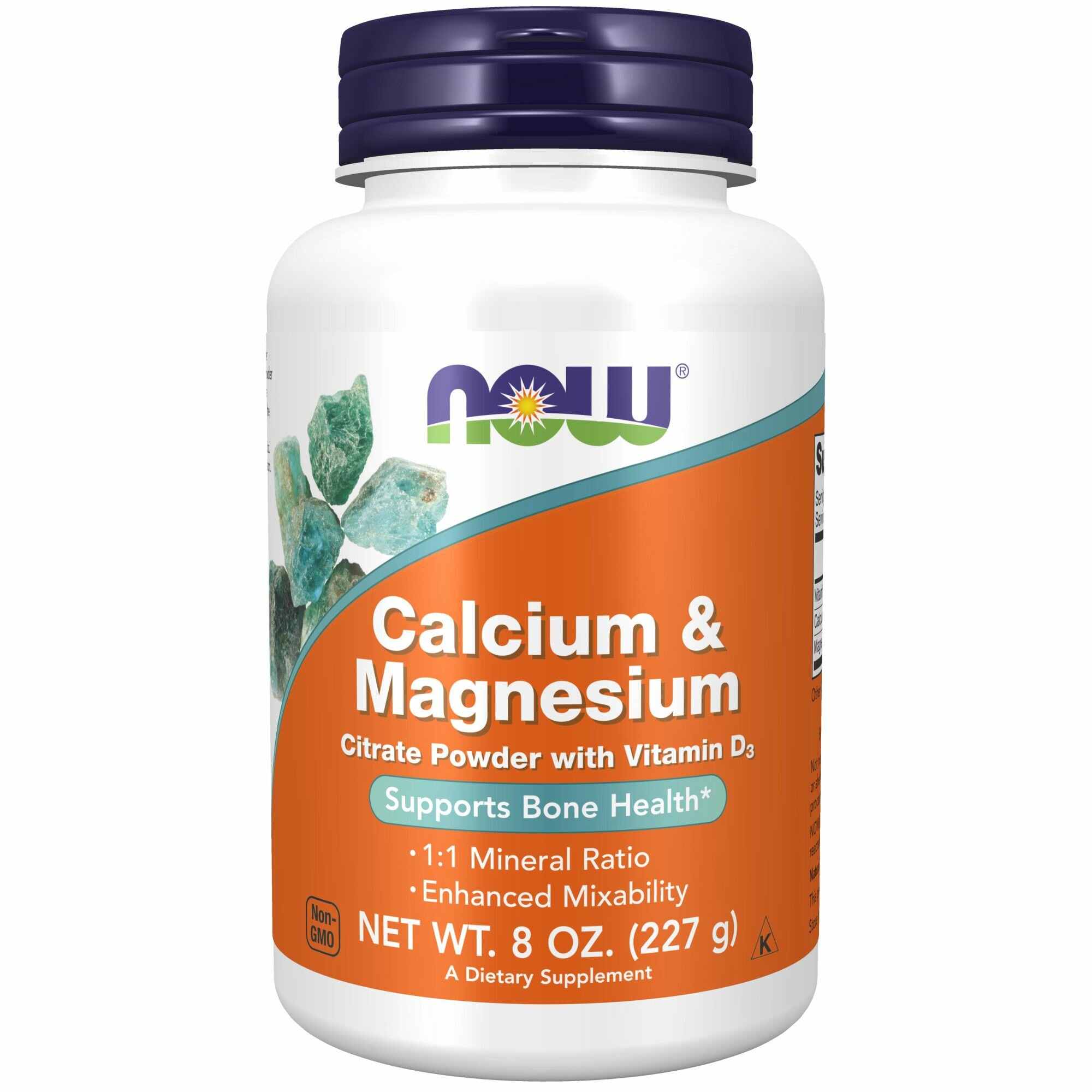 NOW Calcium-Magnesium Citrate, Кальций, магний, D3, здоровье костей, зубов и мышц 227 гр