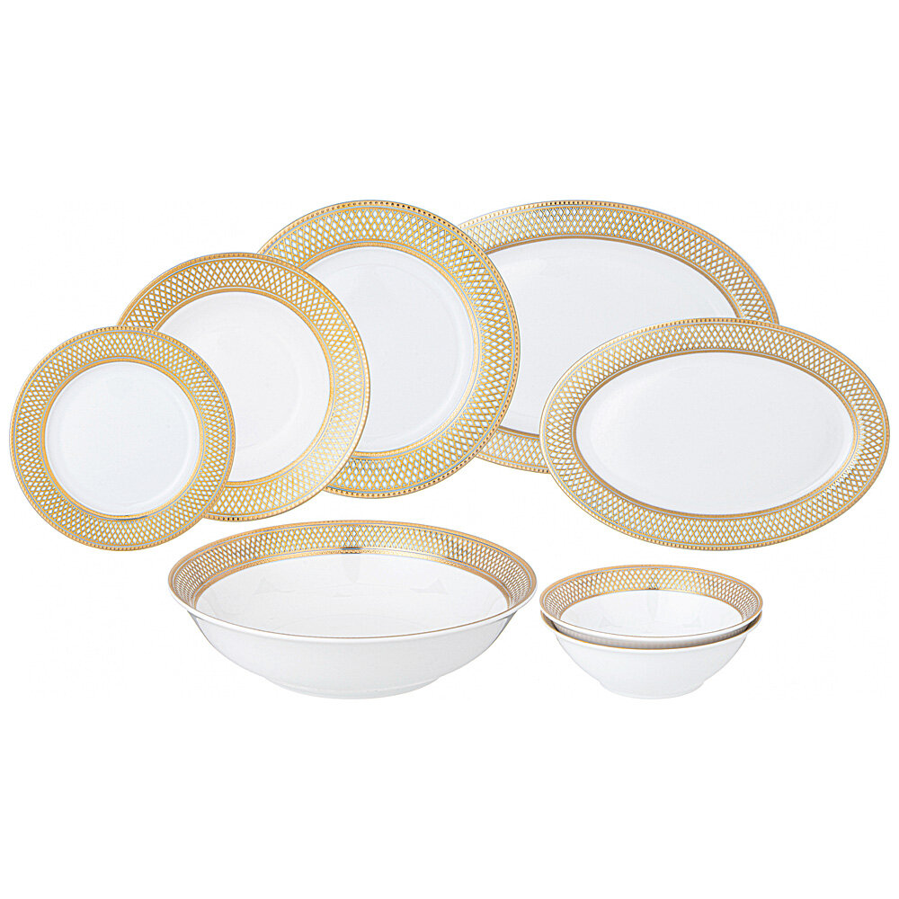 Столовый сервиз LEFARD золотая сетка на 6 ПЕР. 23 ПР. (КОР=1НАБ.)
