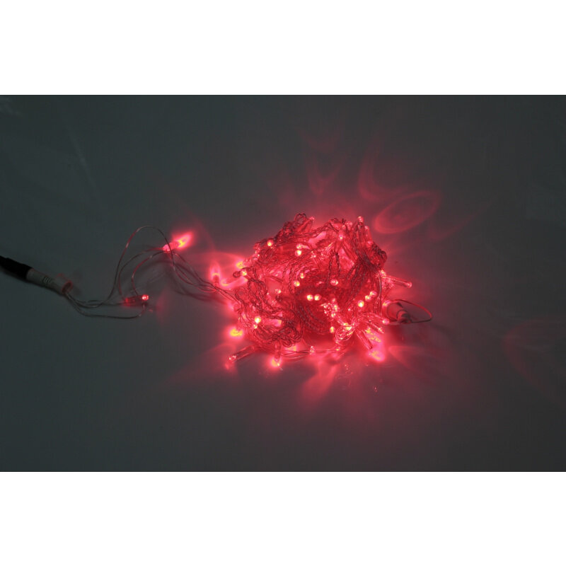 LED-PLS-100-10M-240V-R/C-W/O, Красная/прозрачны провод, соединяемая (без силового шнура) С колпачком