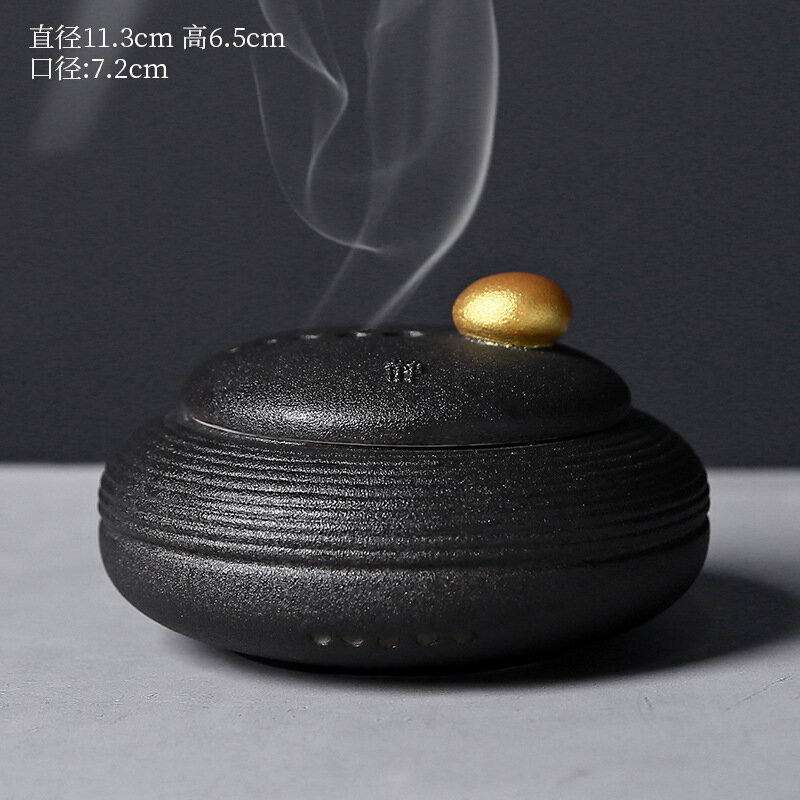 Курильница для благовоний "Китайская", керамическая, сухая, ландшафтная, черная