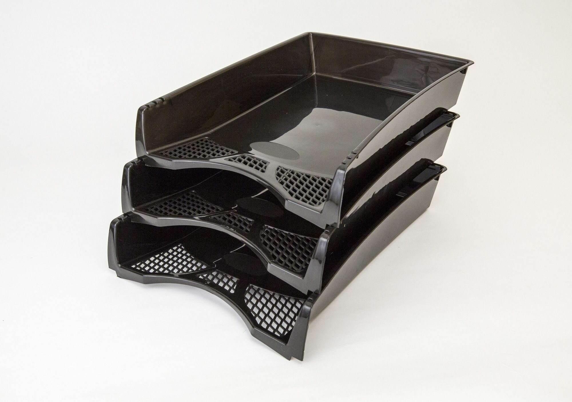 Унипласт Лоток горизонтальный черный пластик, 3уп.