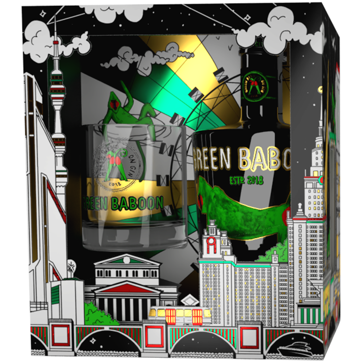Джин Green Baboon 0,7 л в подарочной упаковке + стакан