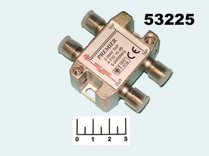 Телевизионный антенный разветвитель 2WAY 5-2400 MHz 15dB проходной для спутникового ТВ Premier 4-732