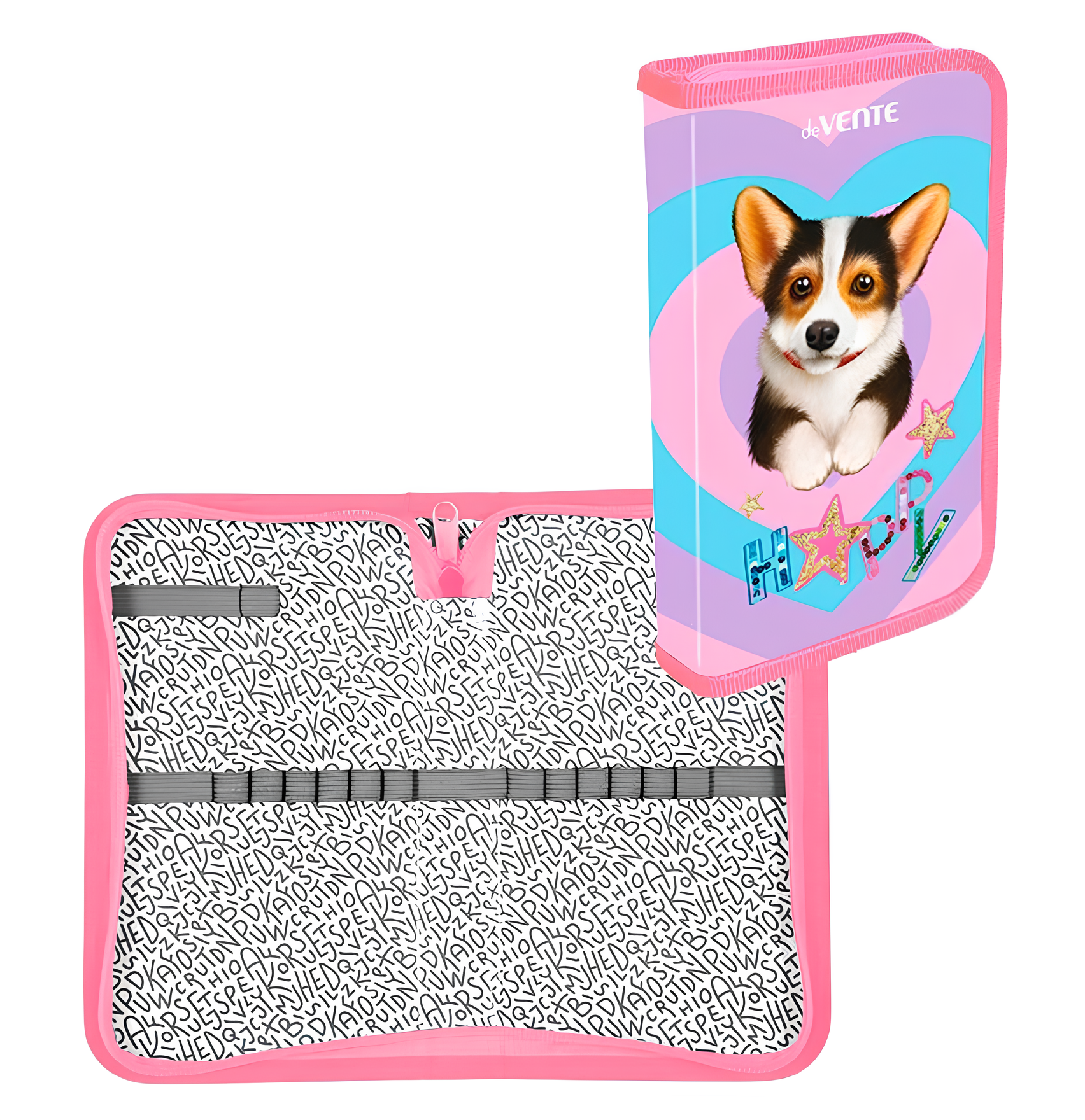 Пенал 1 отделение на молнии Corgi deVente 205*120мм, конгрев тиснение, фольга