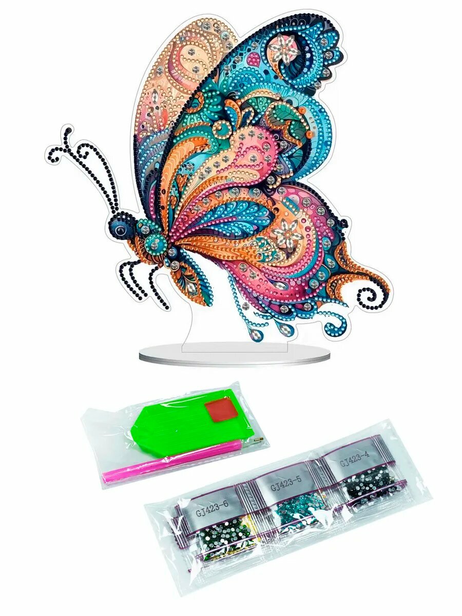 Алмазная мозаика фигурная "Бабочка" 24х23 см. Kubanstar