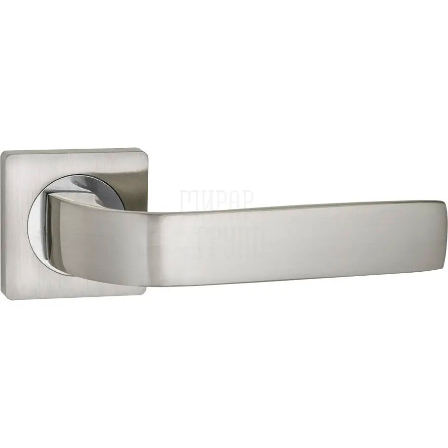 Дверная ручка Ajax (Аякс) на квадратной розетке "EVO" JK матовый никель + хром