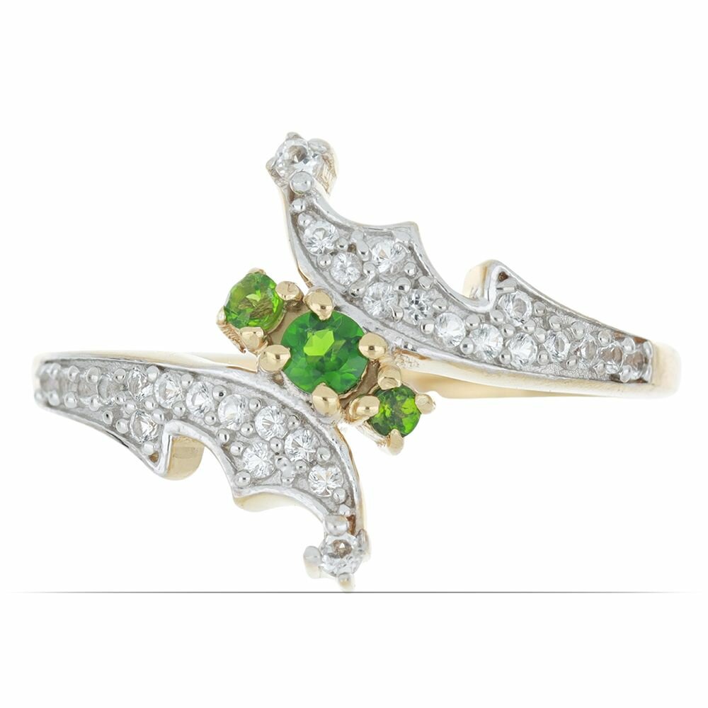 Кольцо, серебро, 925 проба, топаз, хромдиопсид