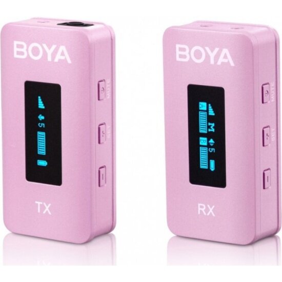 Беспроводной микрофон Boya BY-XM6-K1P Розовая Миниатюрная 2,4 ГГц Двухканальная беспроводная микрофонная система в зарядном кейсе