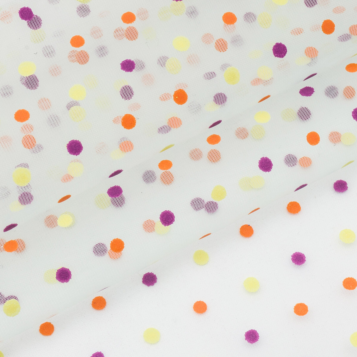 28437 Органза в горошек, 50см*75см (+/-2см), 100 % полиэстер, голубой