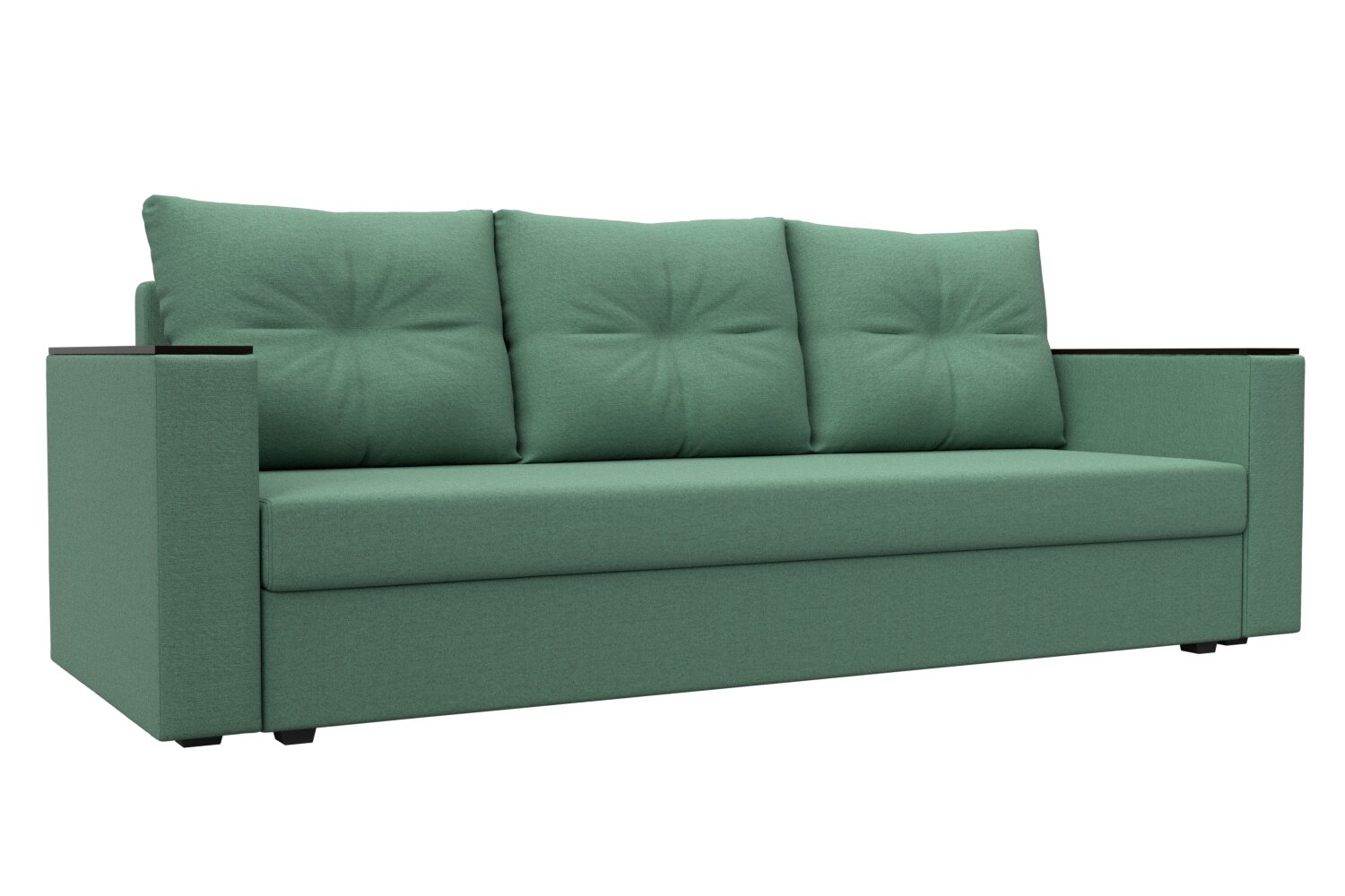 Диван прямой Атланта Лайт без стола, 4-местный, размер: 220х80см, спальное место: 127х190см, рогожка, зеленый