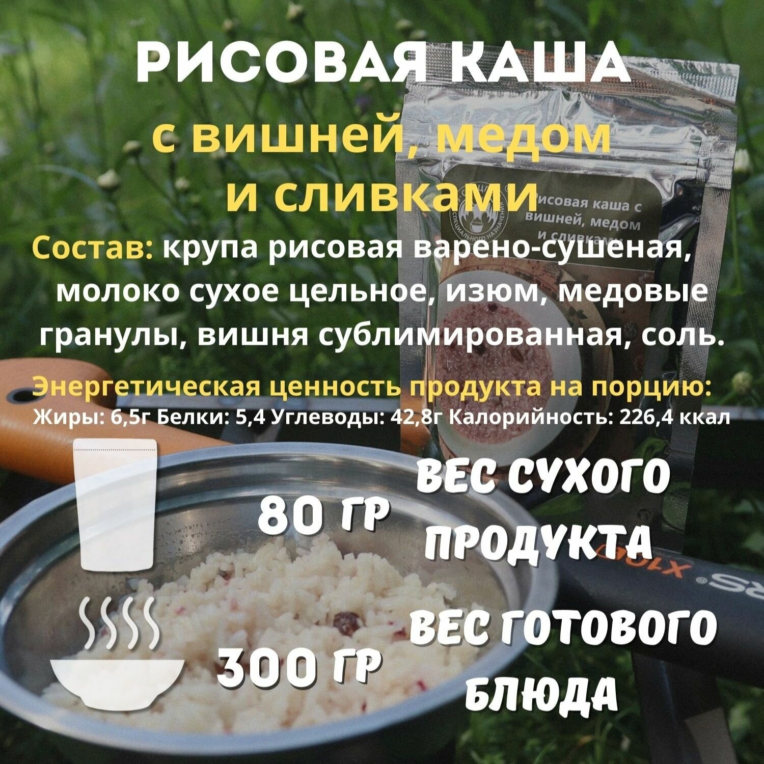 Каша рисовая с вишней и изюмом спецпит 3 шт х 80 г
