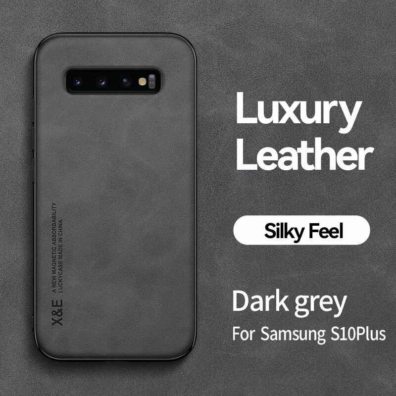 FASNYA Кожаный чехол на Samsung Galaxy S10 + Plus(Самсунг галакси C10 + Плюс ) с защитой камеры противоударный, ля магнитного авто-держателя