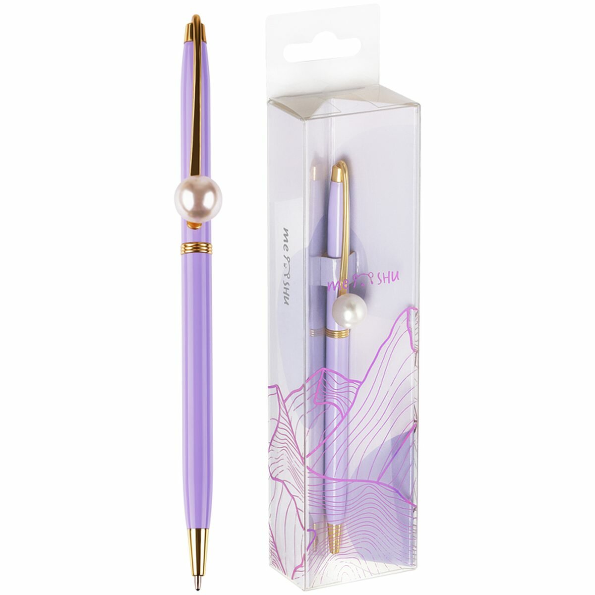 Ручка шариковая автоматическая MESHU Lilac jewel (0.8мм, синяя) (MS_94062), 24шт.