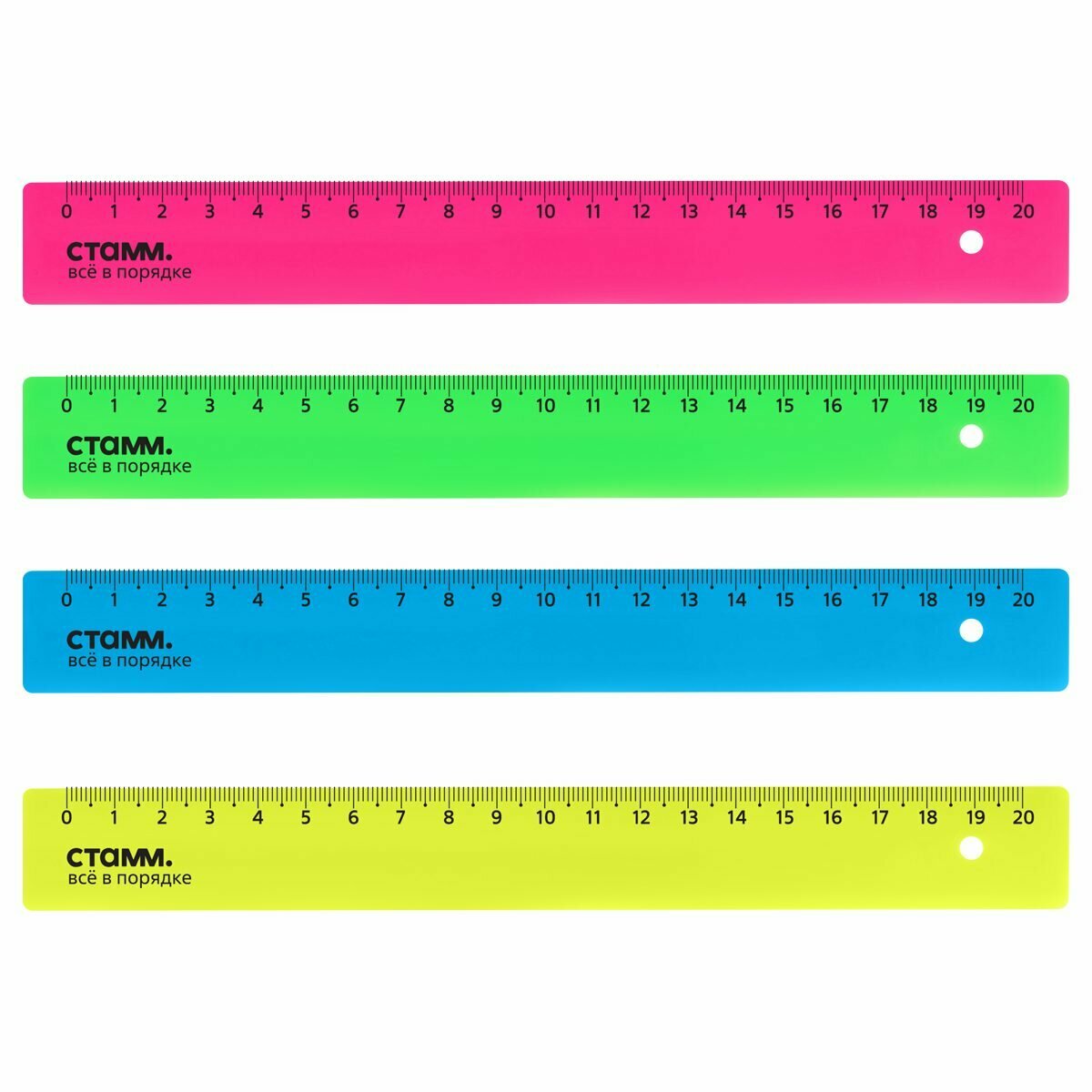 Линейка 20см Стамм Neon, непрозрачная неоновая (ЛН11), 560шт.