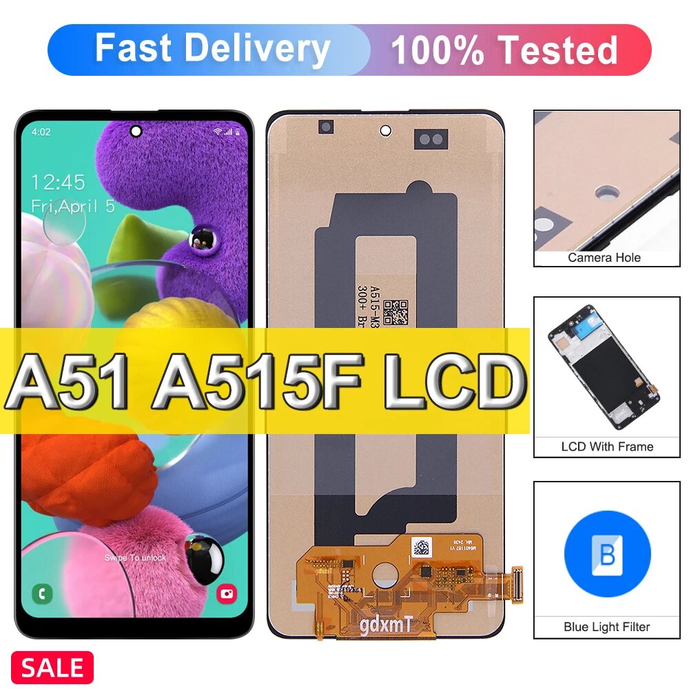 6,5 "AMOLED ЖК-дисплей для Samsung A51, ЖК-дисплей, сенсорный экран для Samsung A515 A515F A515W A515U, замена экрана с рамкой TFT No Frame
