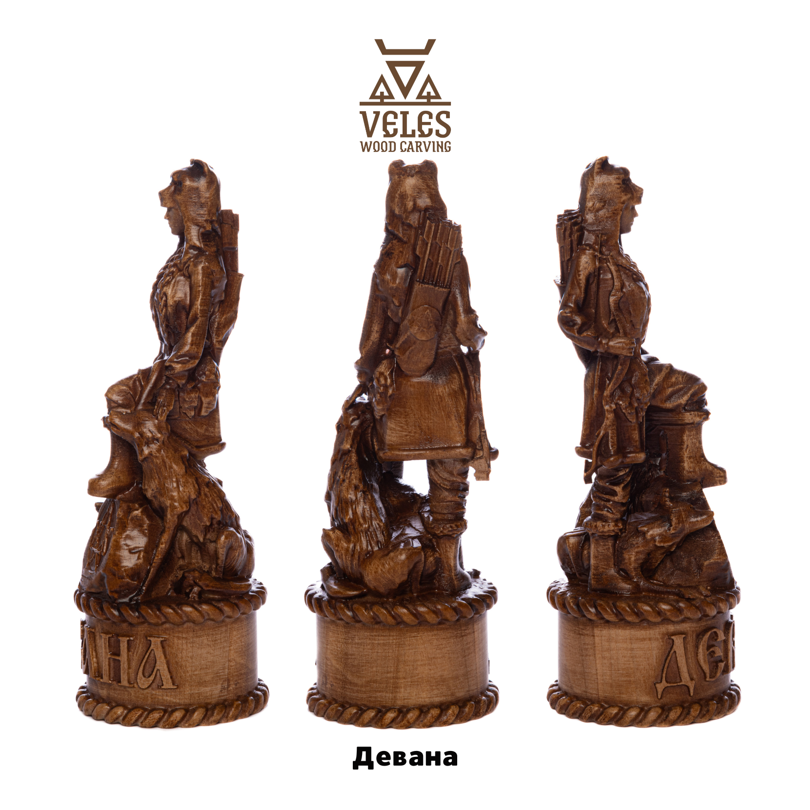 Статуэтка резная из натурального дерева славянская хранительница леса и лесных зверей Девана