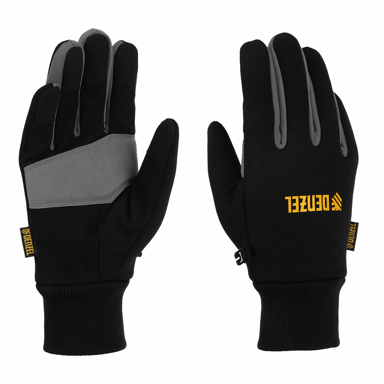 Перчатки рабочие DENZEL универсальные, двойные, работа с сенсорным экраном, вязаная манжета, размер 10 (68094)