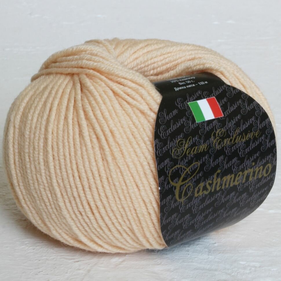 Пряжа Cashmerino Seam цвет 23 крем-брюле, 10 мотков*(110м/50г), 80% мериносовая шерсть 20% кашемир