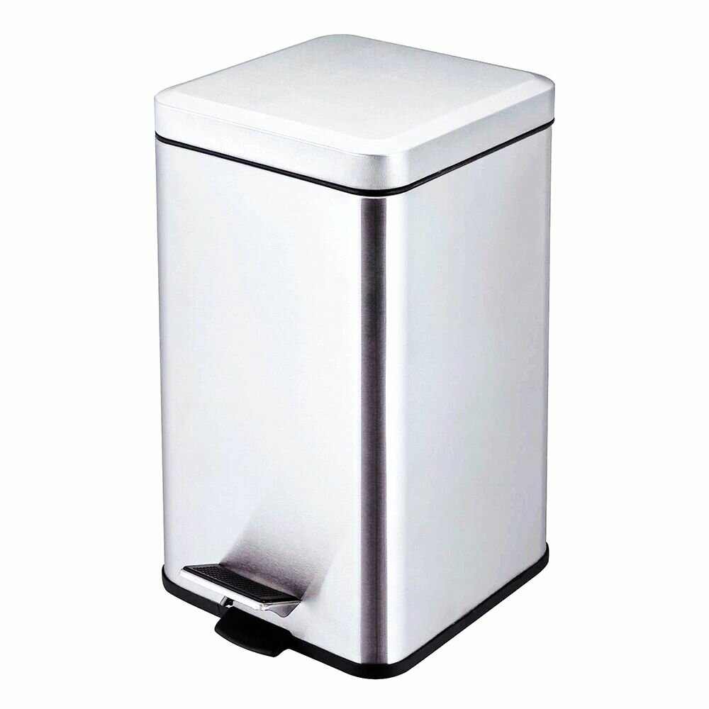Ведро для мусора esparo с педалью 12 л хром квадратное