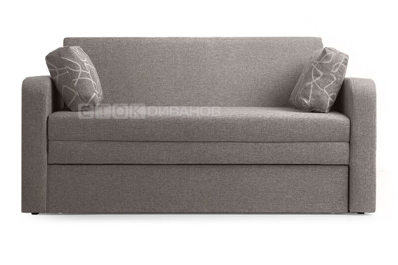 Диван Сток Диванов Соло Latte серо-бежевый 135 см, механизм выкатной, с ящиком для хранения