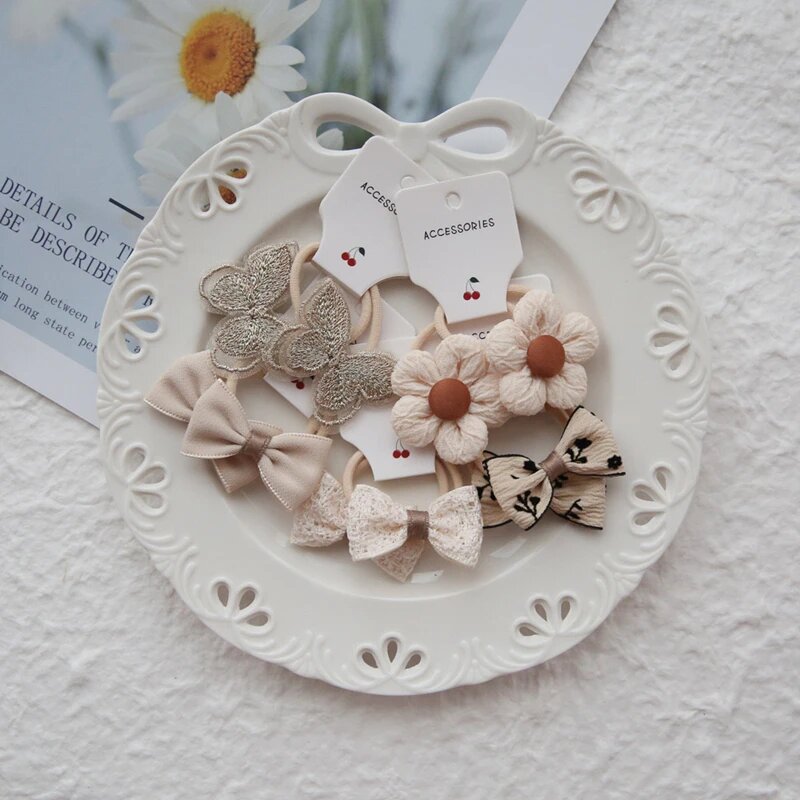 Детские резинки для волос AITOUSHI из хлопка Бежевый, A204-1