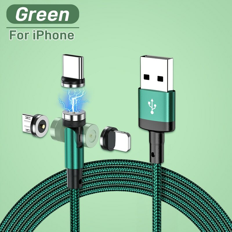 3A быстрая зарядка магнитный кабель Micro Usb тип C 3 в 1 кабель данных для iPhone Xiaomi 540 вращающийся магнит зарядное устройство USB провод шнур