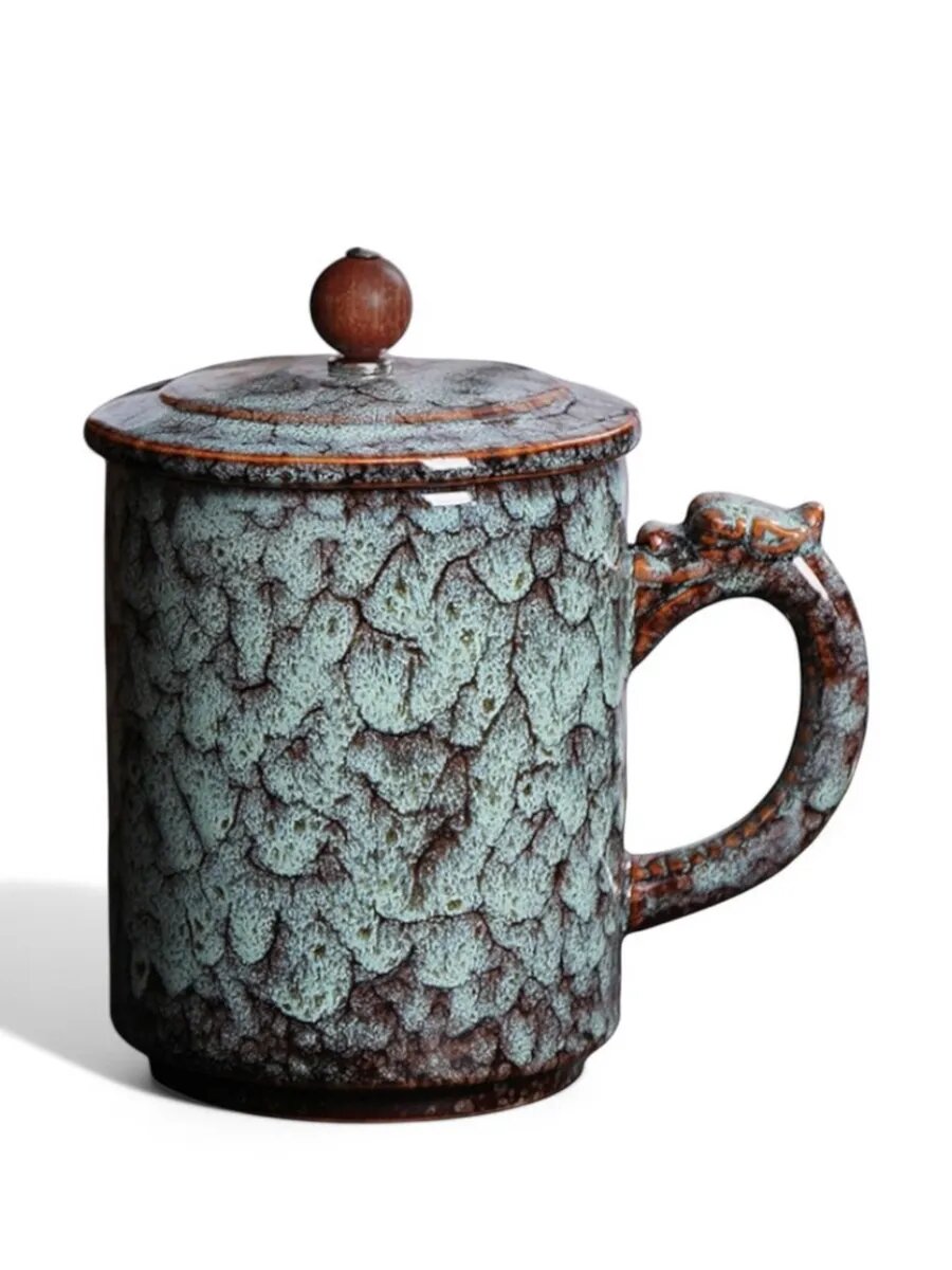 Кружка керамическая "DragonFly" 15*13 см 450 мл Большой Кит зеленая