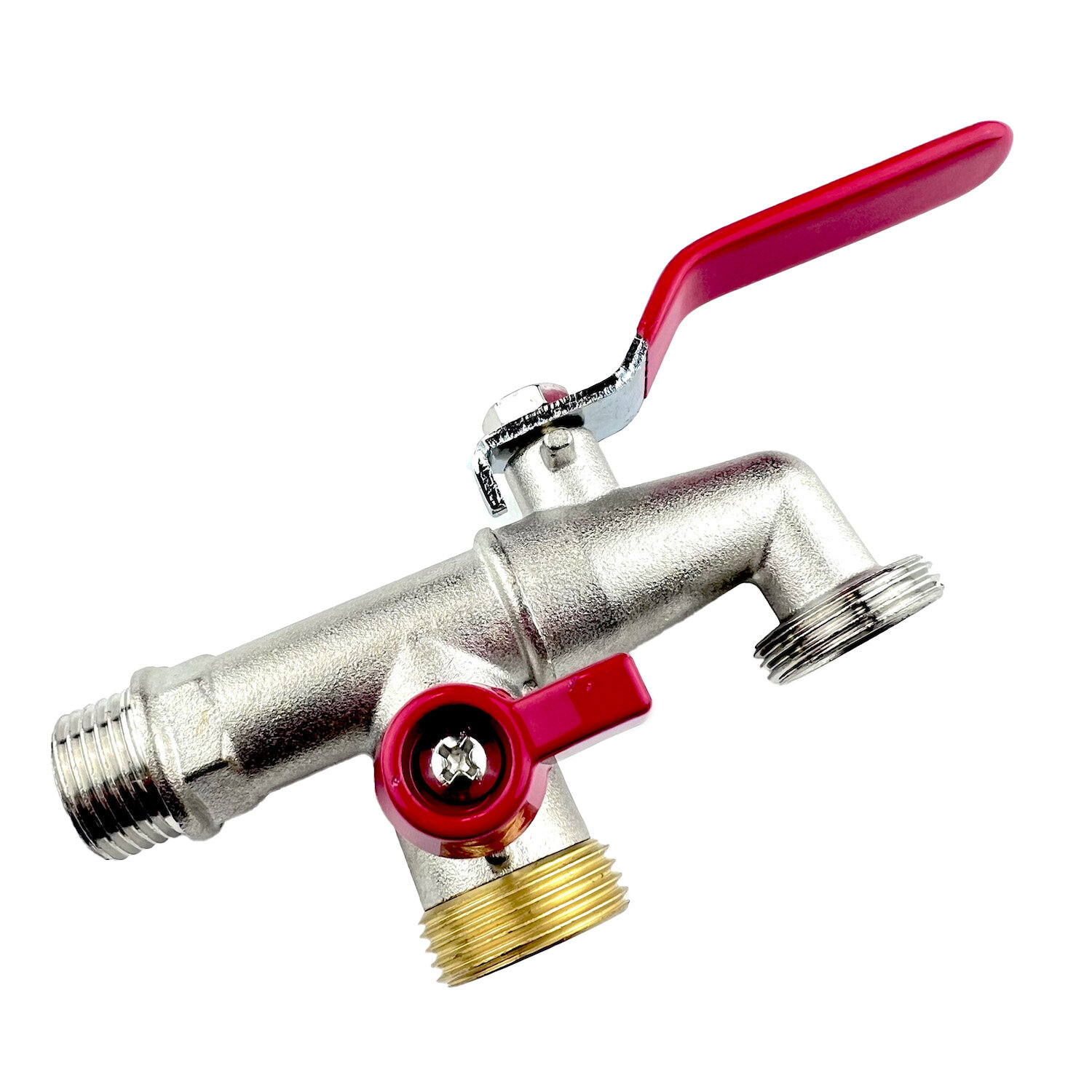 Кран Профитт шаровой садовый НР 1/2 два выхода 3/4"