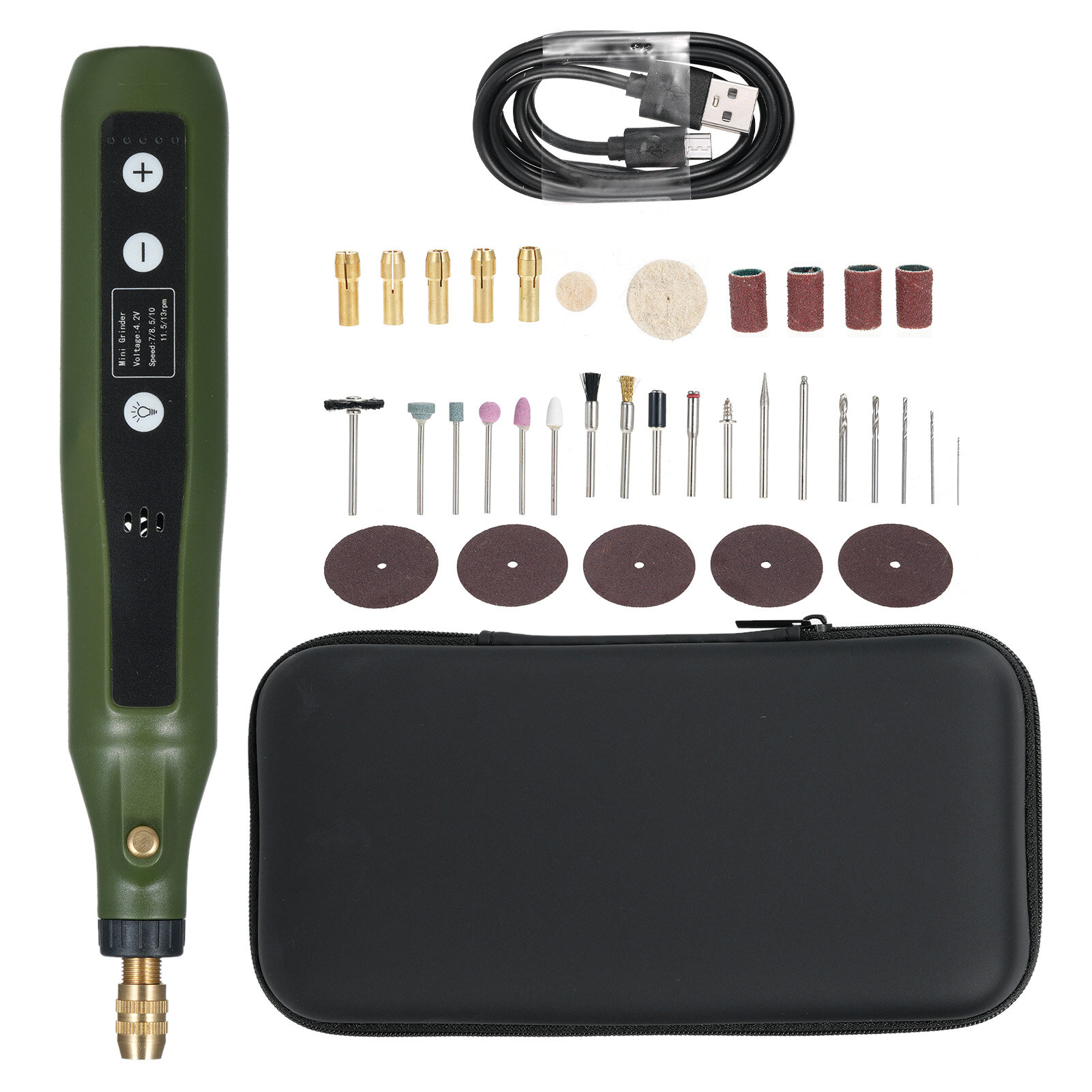 Мини-набор вращающихся инструментов 4,2 В, 5-скоростной универсальный набор электроинструментов с 34 аксессуарами для гравировки, шлифовки, шлифовки, полировки, резьбы, поделок своими руками