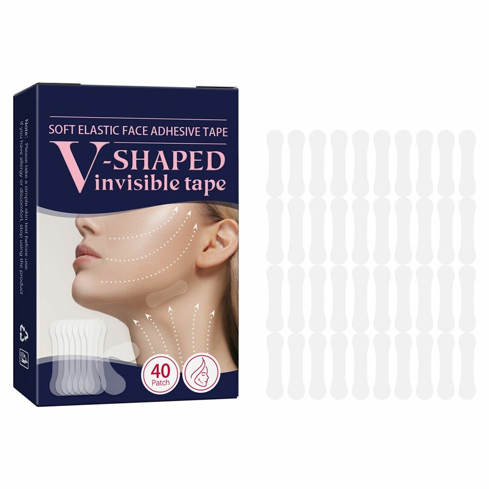 V Face Tape Ультратонкие невидимые полоски для подтяжки лица Наклейки для подтяжки кожи для макияжа, простые в использовании и многоразовые
