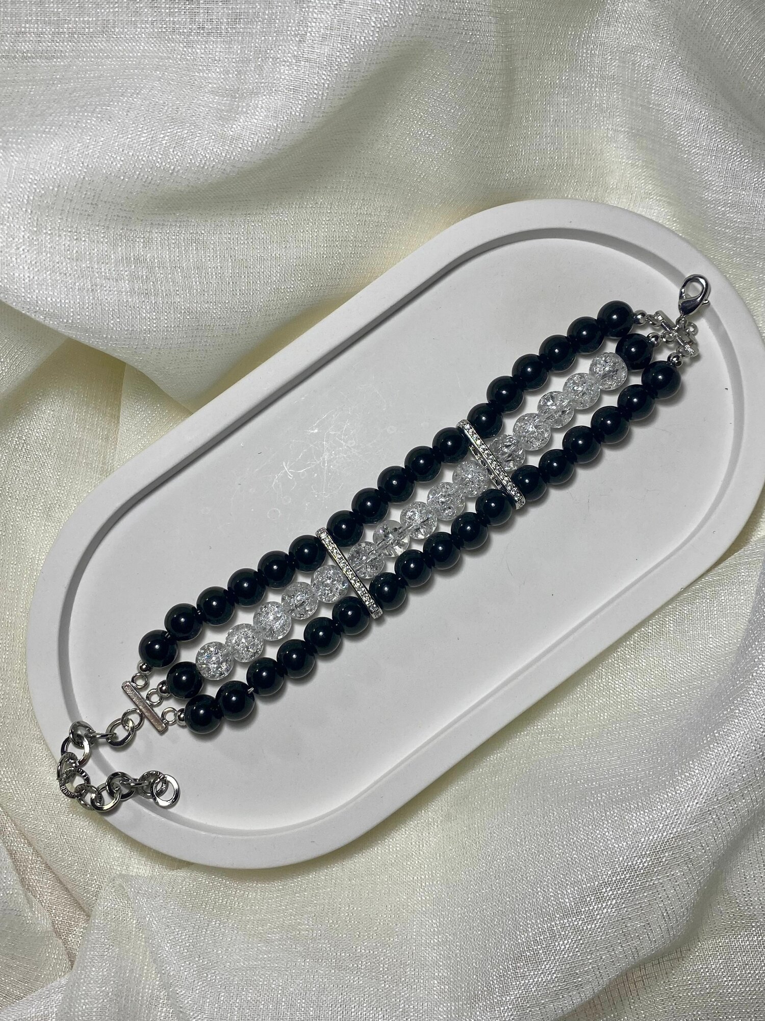 Браслет-манжета, кварц, агат