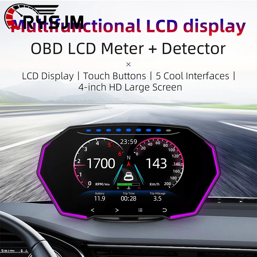 4-дюймовый сенсорный экран, проекционный дисплей F11 PRO OBD + GPS, автомобильный HUD, автомобильный OBD2, цифровой бортовой компьютер, двигатель, электронные аксессуары