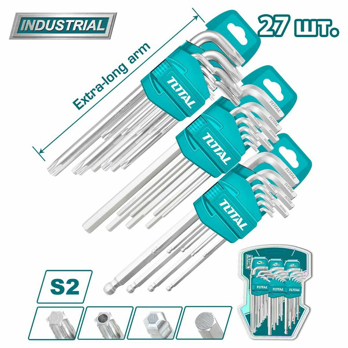 Набор ключей (27 предметов), из стали S2, TOTAL THT106KT0271
