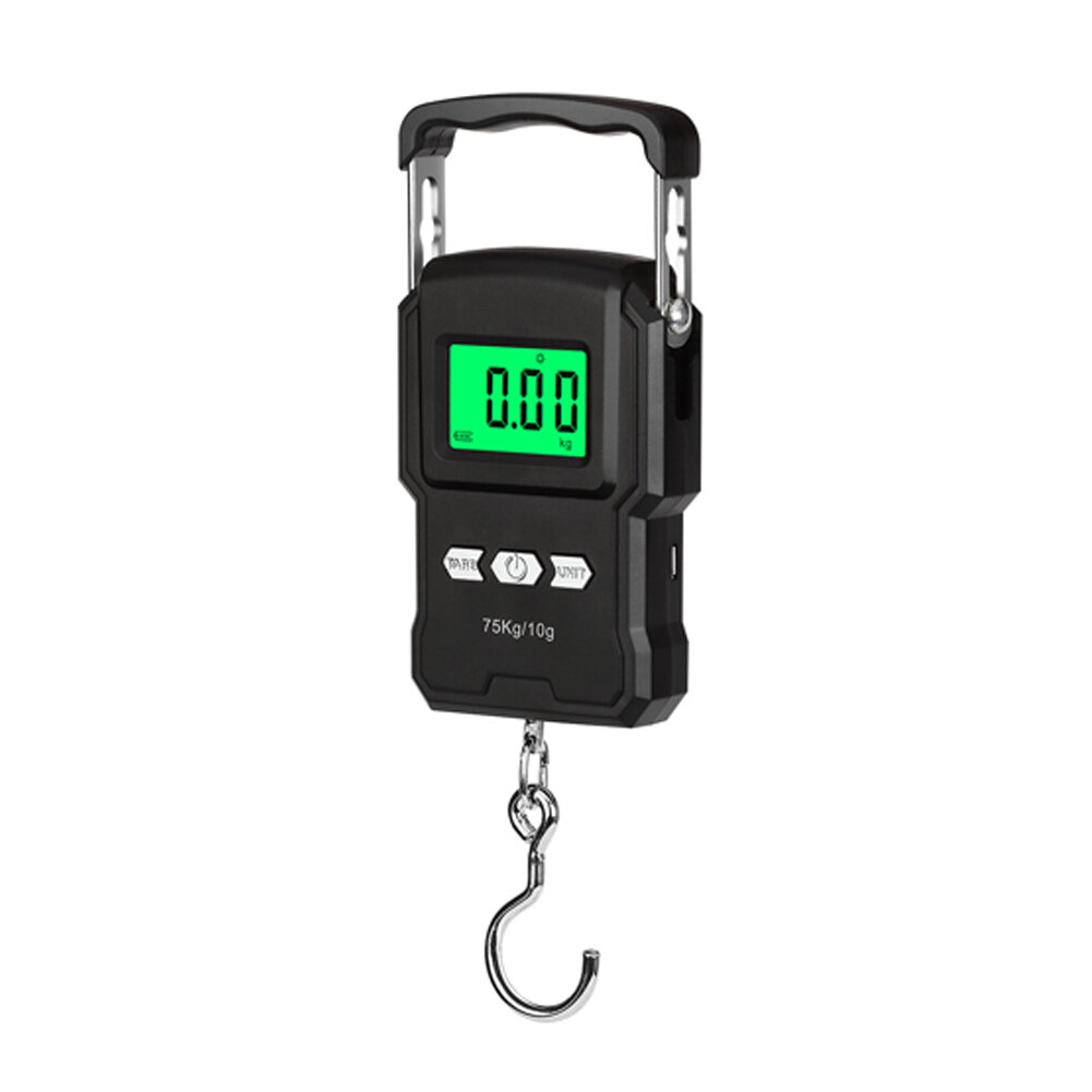 Электронные крючковые весы WeiHeng A27L-B, вес до 75 кг, точность 10 г, с LCD экраном и LED подсветкой, включает метровую ленту для измерения