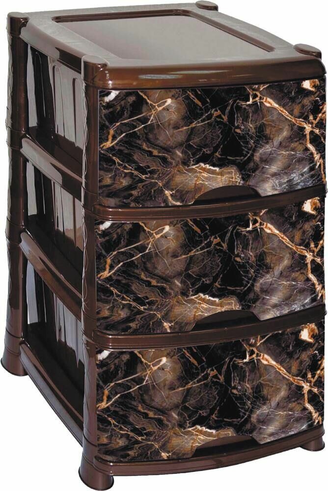 Комод для вещей пластиковый с ящиками 3-х секц, венге