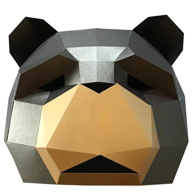 Бумажная маска медведя для Хэллоуина Серый, DIY Adult