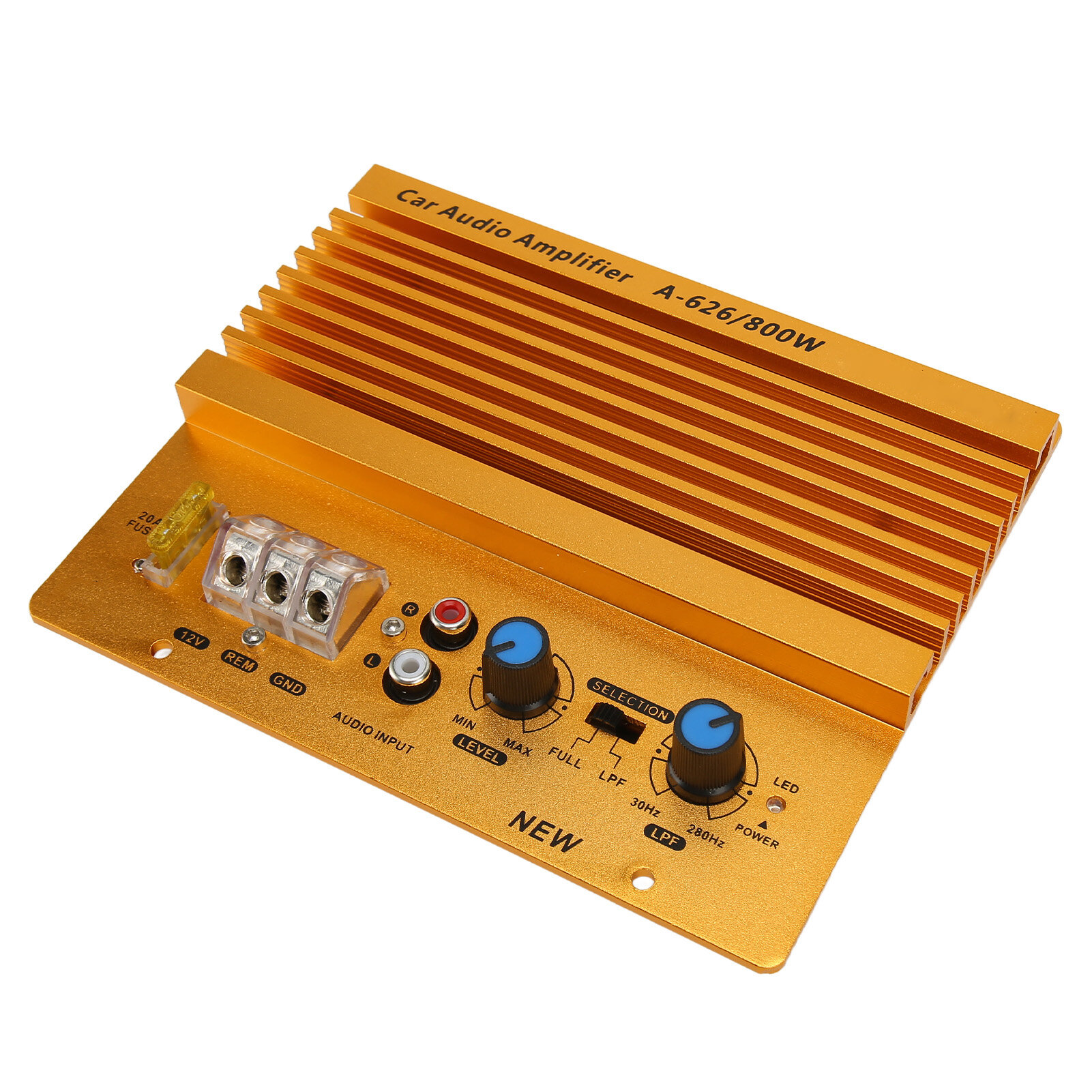 Автомобильный мощный усилитель 12V 800W для транспортных средств, усилитель стерео, материал алюминиевый сплав, выходное сопротивление 4-8 Ом, подходит для подwooferов 8-12 дюймов
