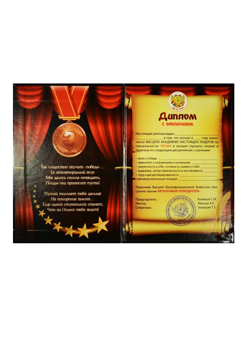 Диплом Третье место ламинация 5+0 (SDL0000025)
