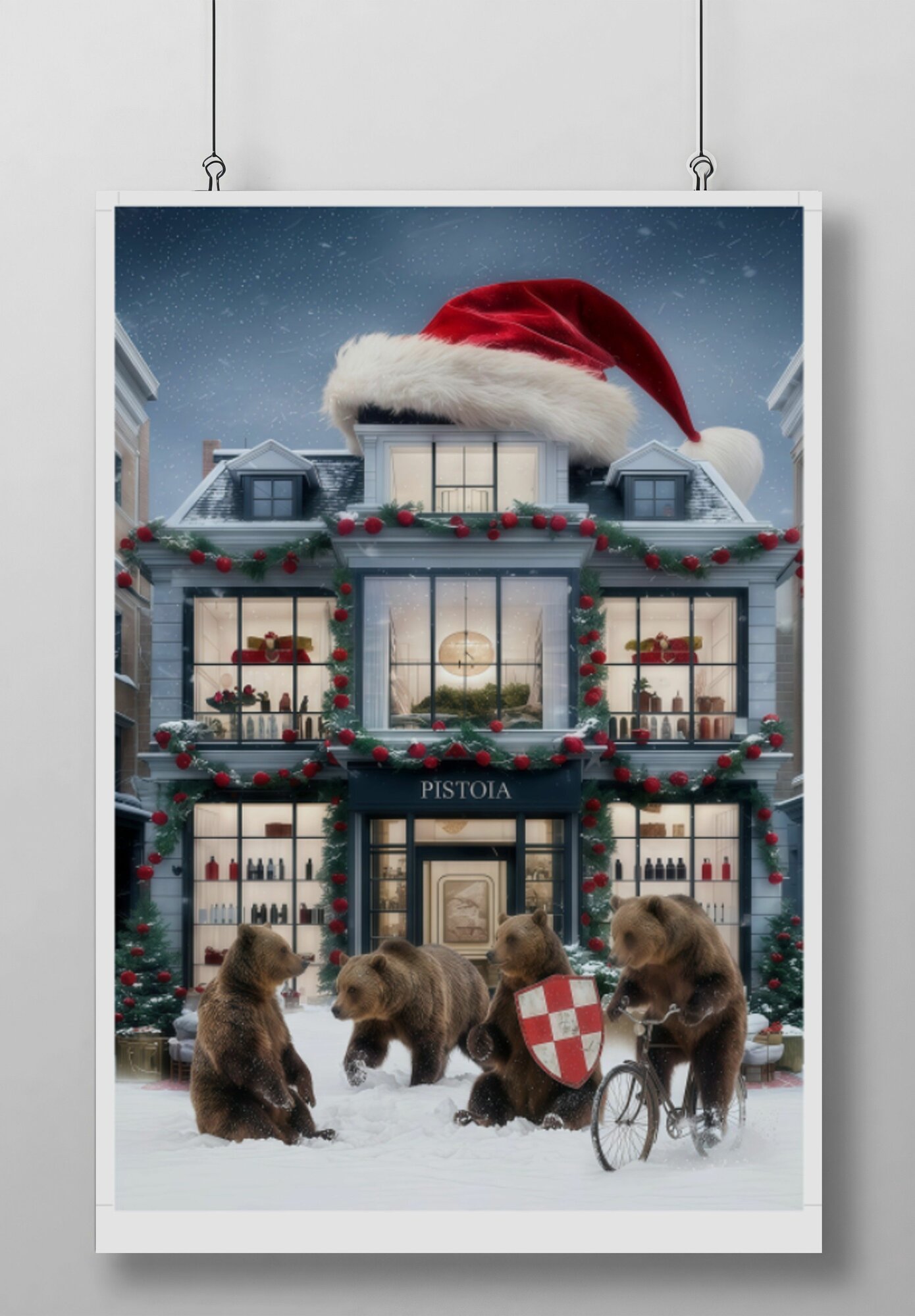 Постер / Плакат Новогодний Медведи (Bears)