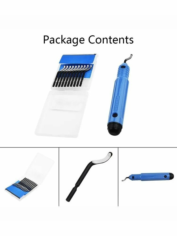 Нож для снятия заусенцев, шабер (риммер) для снятия заусенцев по металлу + 10 лезвий