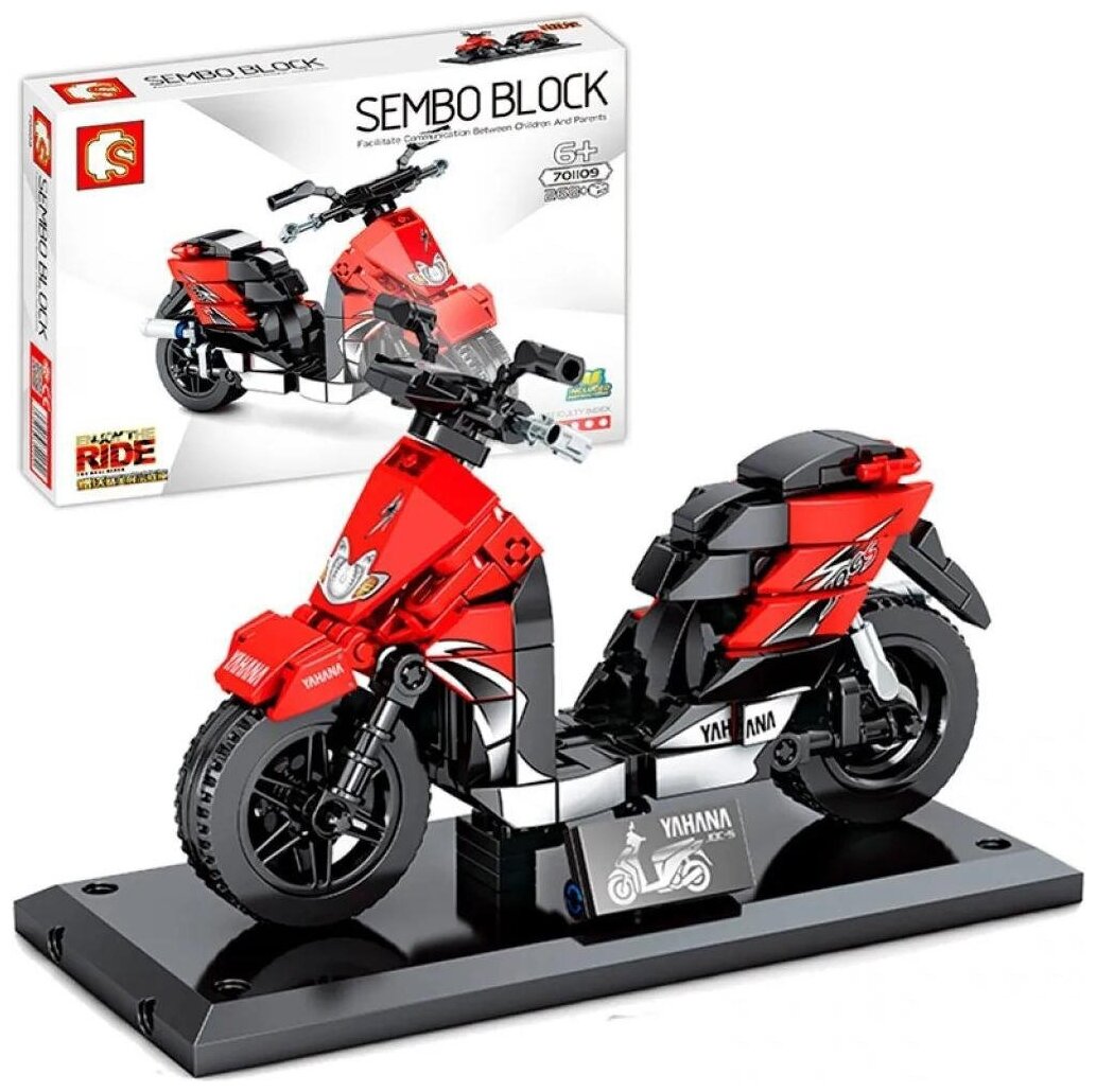 Конструктор из миниблоков / Пластиковый конструктор / Конструктор животные / Развивающий конструктор / Мотоцикл красный (268 деталей)