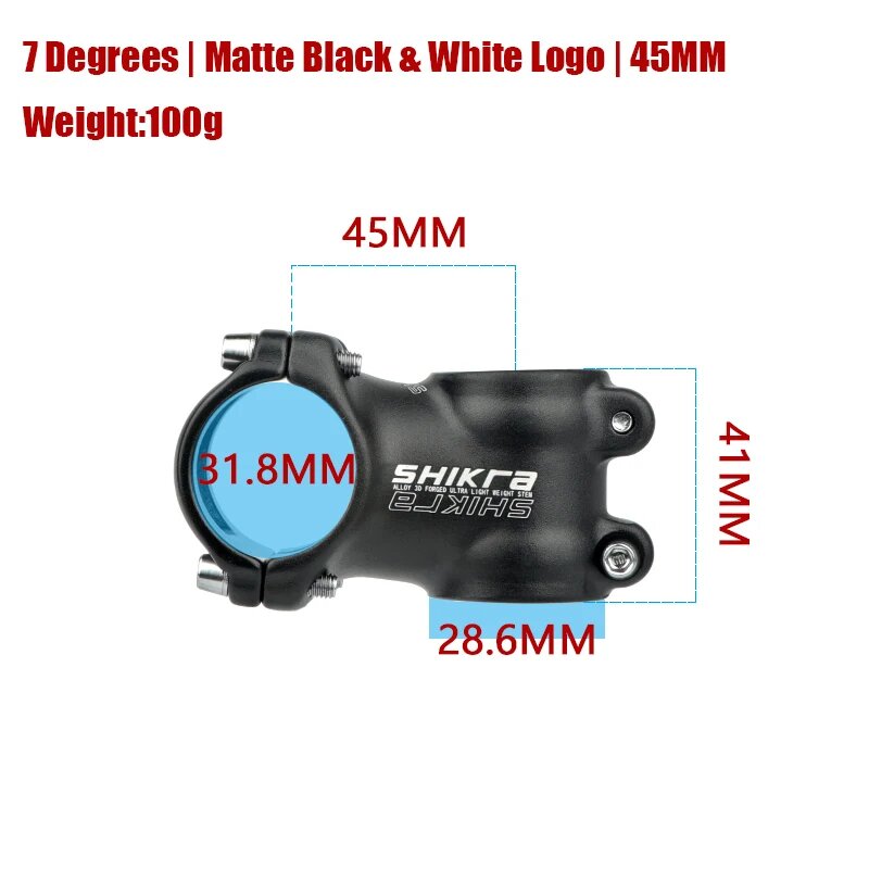 SHIKRA Вынос руля для велосипеда 7° 31.8 мм Черный, 7D black 45mm