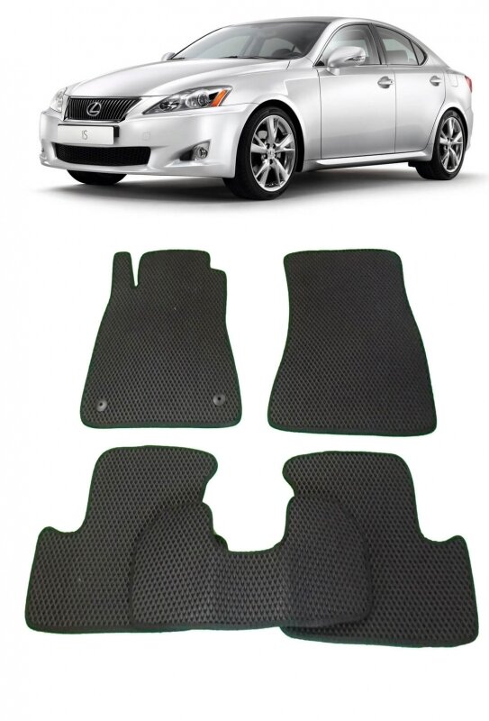 Ева коврики Lexus IS II 2006 - 2012/ Ева ЭВА сота/ цвет Черный c черной окантовкой / EVA Smart / коврики в салон автомобиля Лексус