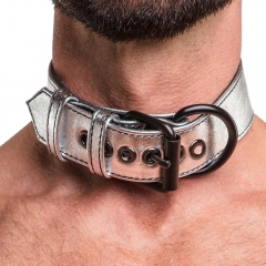 Ошейник с поводком Bondage Fetish Metallic Pup Collar With Leash